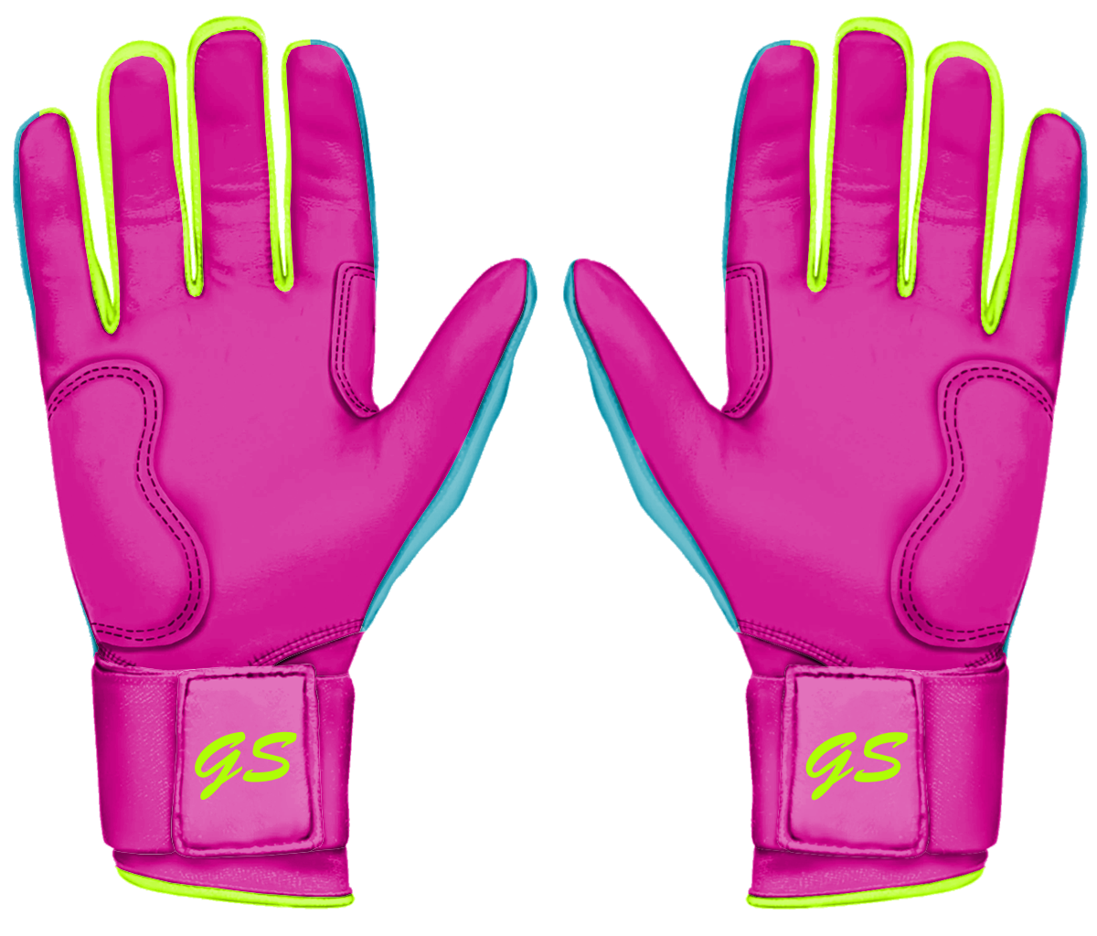 G-Pro Batting Gloves - Color Series - Baby Blue Pink & Neon Yellow ...